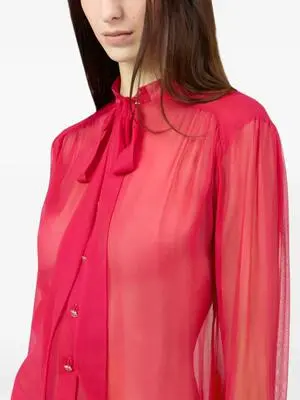 Roberto Cavalli Pussy-bow Sheer Blouse
