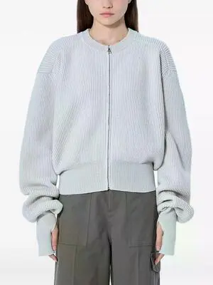RIER Ribbed-knit Zip-up Cardigan