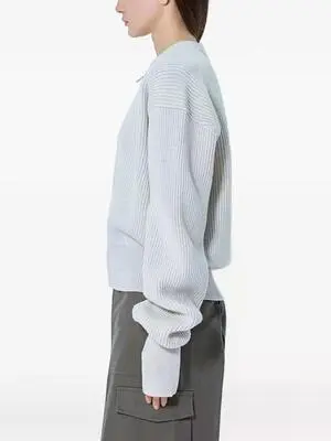 RIER Ribbed-knit Zip-up Cardigan