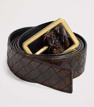Bottega Veneta Intrecciato Leather Tile Belt