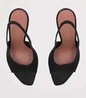 Amina Muaddi Satin Alexa Slingback Mules 105