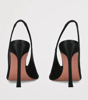 Amina Muaddi Satin Alexa Slingback Mules 105