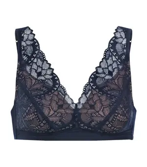 Hanro Stretch-lace Lightly Padded Bra - Navy