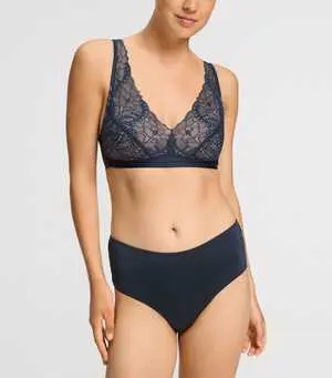 Hanro Stretch-lace Lightly Padded Bra - Navy