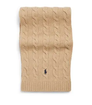 Polo Ralph Lauren Wool-cashmere Cable-knit Scarf - Brown