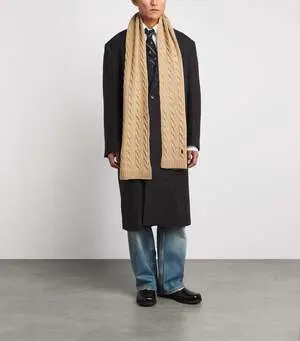 Polo Ralph Lauren Wool-cashmere Cable-knit Scarf
