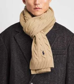 Polo Ralph Lauren Wool-cashmere Cable-knit Scarf