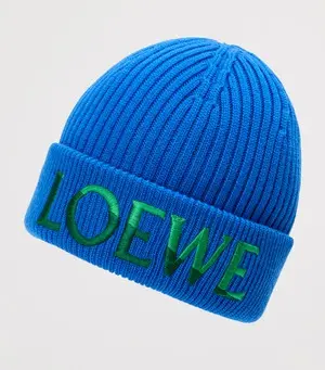 Loewe Wool Ribbed Logo Beanie