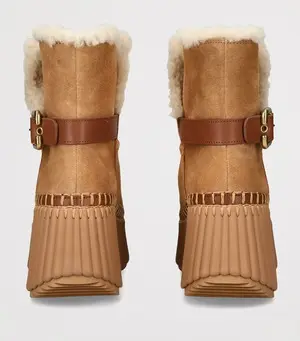 Chloé Suede-shearling Nama Ankle Boots 80