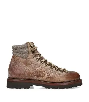 Brunello Cucinelli Leather Lace-up Hiker Boots - Beige