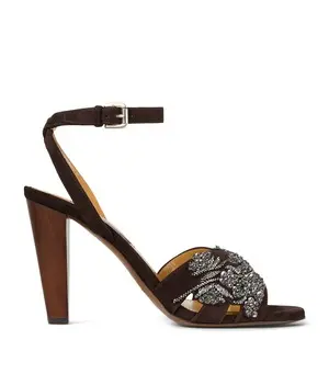 Ralph Lauren Suede Ryne Heeled Sandals 95 - Brown