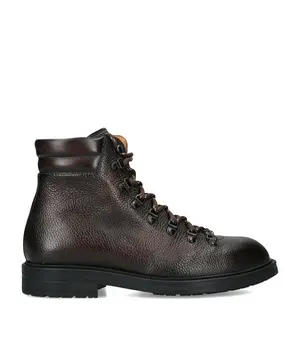 Magnanni Leather Hiker Ankle Boots - Brown