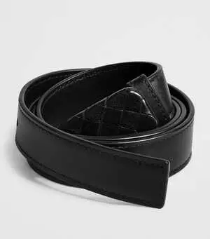 Bottega Veneta Leather Intrecciato Plate Belt