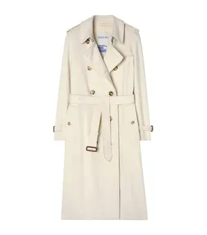 Burberry Cashmere Long Kensington Trench Coat - Ivory