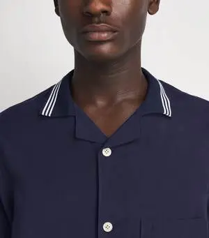 Eleventy Stripe-collar Bowling Shirt