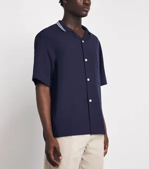 Eleventy Stripe-collar Bowling Shirt
