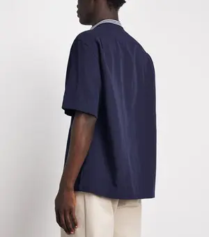 Eleventy Stripe-collar Bowling Shirt