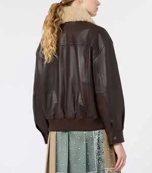Max Mara Leather Fur-trim Jacket