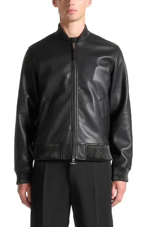 Manière De Voir Leather Bomber Jacket