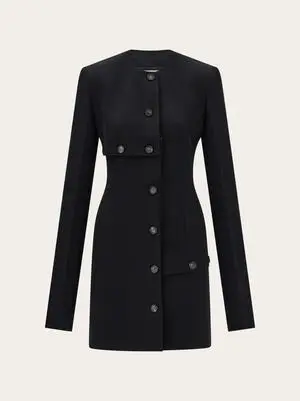 FERRAGAMO Wool Jacket With Button Detail - Black