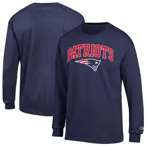 Champion New England Patriots Arch Over Logo Long Sleeve T-shirt - Navy