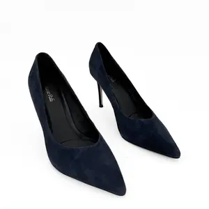 AMIE RAFA Noreen 90mm Suede Pumps - Navy Suede