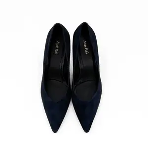 AMIE RAFA Noreen 90mm Suede Pumps - Navy Suede