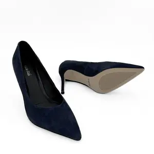AMIE RAFA Noreen 90mm Suede Pumps - Navy Suede