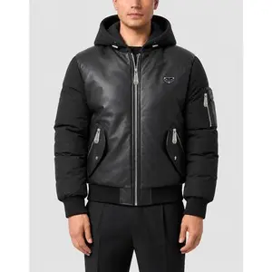 Philipp Plein Eco Leather Nylon Bomber - Black