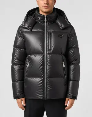 Philipp Plein Shiny Nylon Puffer Jacket - Black