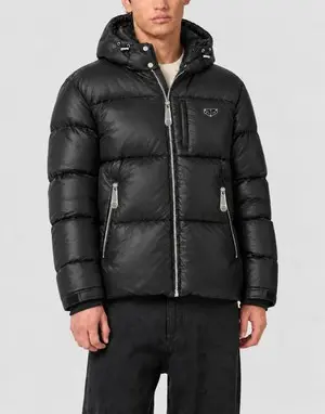 Philipp Plein Shiny Nylon Puffer Jacket - Black