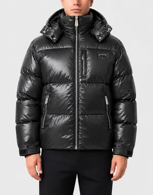 Philipp Plein Shiny Nylon Puffer Jacket - Black