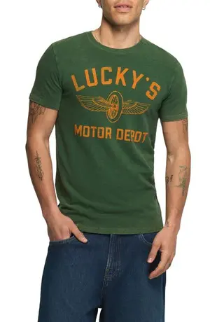 Lucky Brand Lucky's Motor Depot Graphic T-shirt - Dark Green