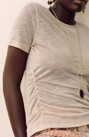 PER UNA BY M&S Ruched Slub Cotton T-shirt