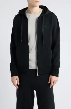 BOSS Spence Cotton French Terry Zip Hoodie - Blk
