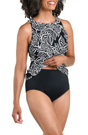 MAXINE OF HOLLYWOOD Native Vines High Neck Tankini Top
