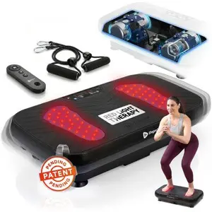 LIFEPRO Vibrared Vibration Plate With Red Light 99 Speeds & Resistance Bands - Black