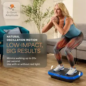 LIFEPRO Vibrared Vibration Plate With Red Light 99 Speeds & Resistance Bands - Blue