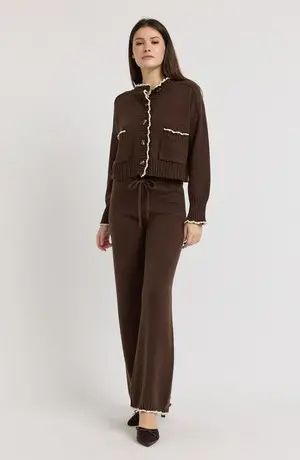 EN SAISON Victoria Drawstring Wide Leg Knit Pants