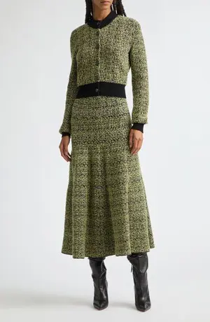Brandon Maxwell Aubrey Shrunken Jacquard Cardigan