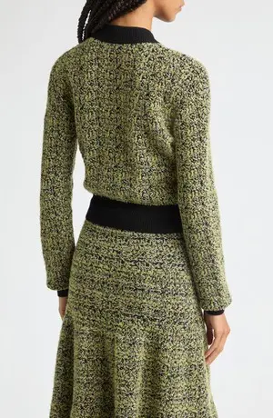 Brandon Maxwell Aubrey Shrunken Jacquard Cardigan