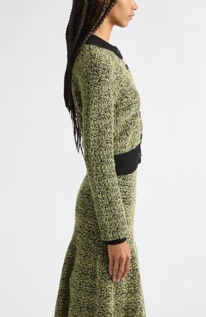 Brandon Maxwell Aubrey Shrunken Jacquard Cardigan