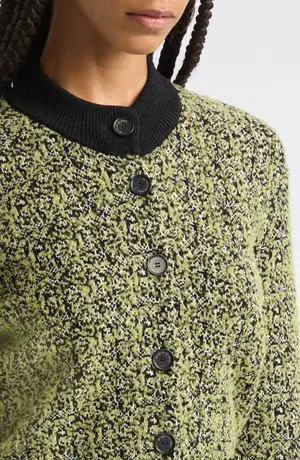 Brandon Maxwell Aubrey Shrunken Jacquard Cardigan