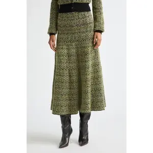 Brandon Maxwell The Miller Jacquard Midi Sweater Skirt - Green Static
