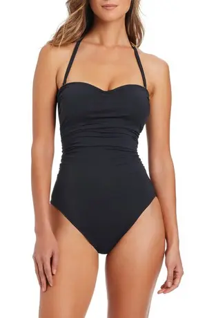 BLEU BY ROD BEATTIE Shirred Underwire One-piece Swimsuit - Black