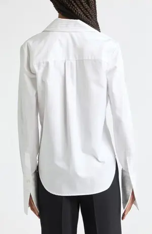 Brandon Maxwell The Inez Scarf Neck Cotton Tuxedo Button-up Shirt