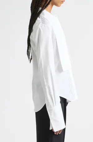 Brandon Maxwell The Inez Scarf Neck Cotton Tuxedo Button-up Shirt