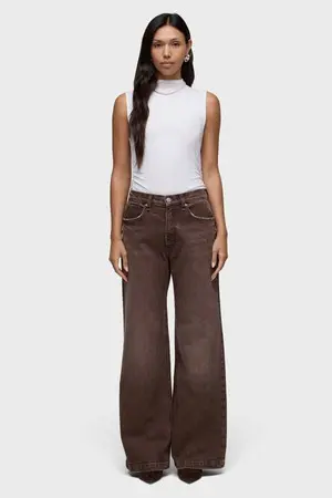 Hudson Jeans Jodie Loose Wide Leg Jeans - Walnut