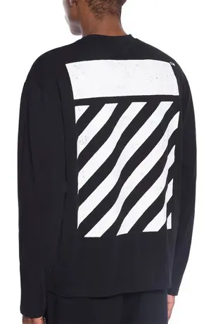 L/AB C/O OFF-WHITE Diag Cotton Graphic T-shirt - Black