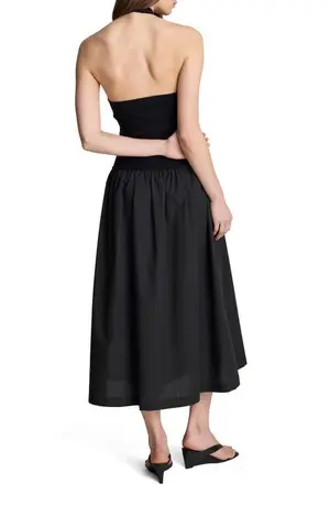 KENNETH COLE COLLECTION Mixed Media Halter Midi Dress